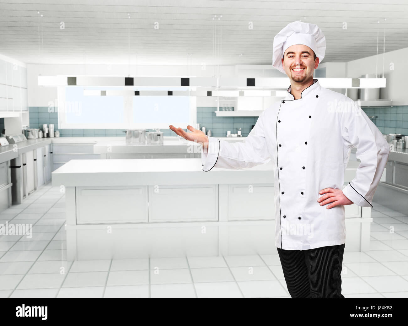 modern, modernity, uniform, metal, kitchen, cuisine, chef, man, laugh ...