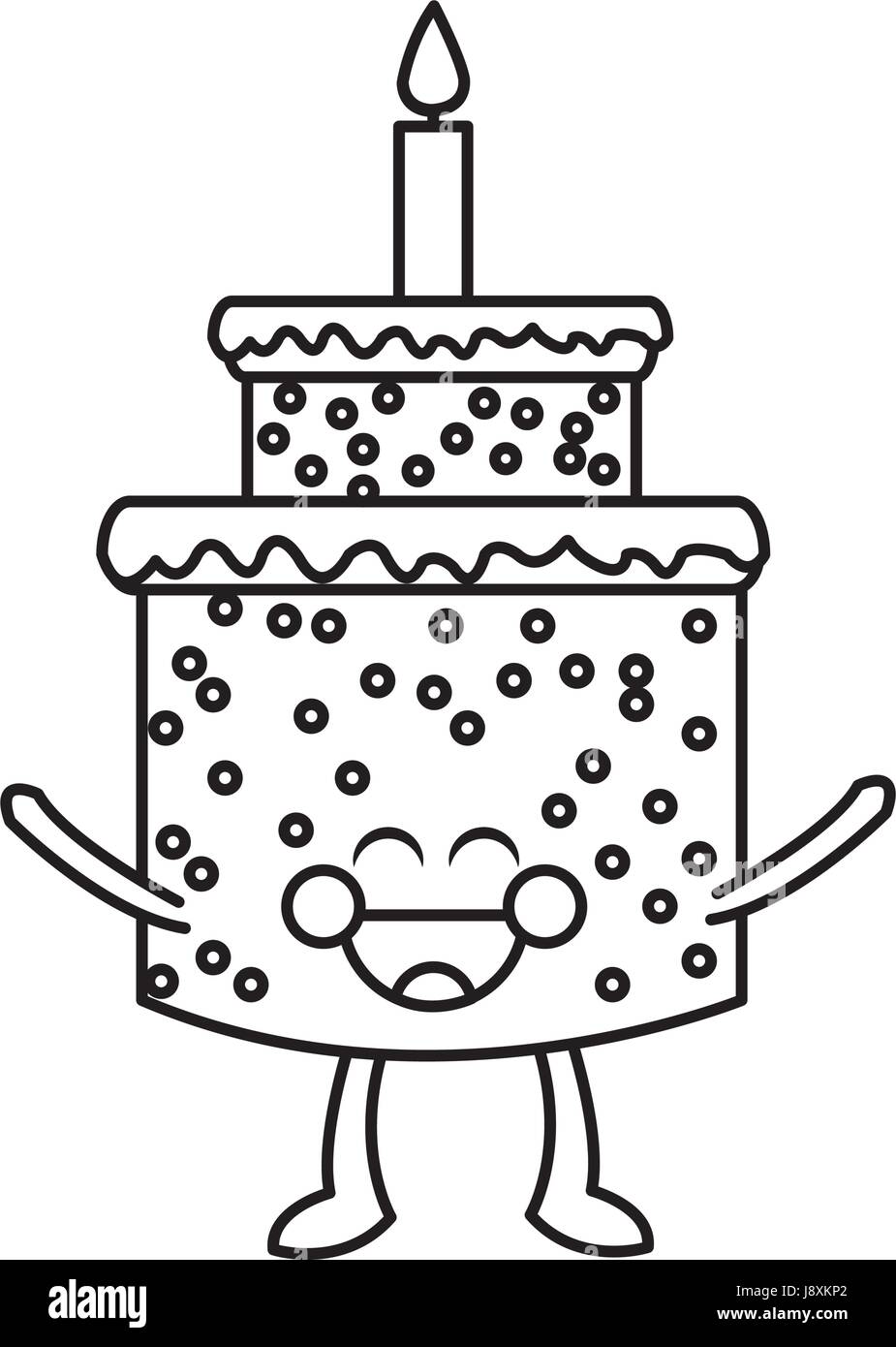 Happy cute kawaii cake candle Black and White Stock Photos & Images - Alamy