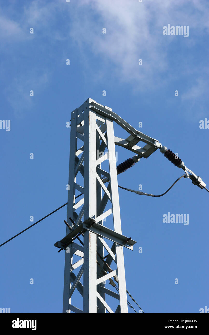 current mast, power line tower, power line, cable, current conduction ...