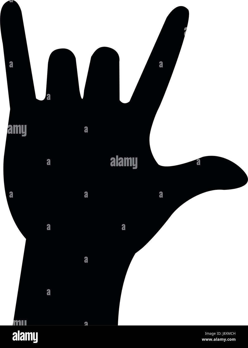 hand in rock n roll sign, man hand rock gesture outline Stock Vector ...