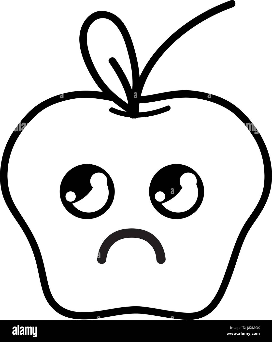 line kawaii cute sad apple fruit Stock Vector Image & Art - Alamy
