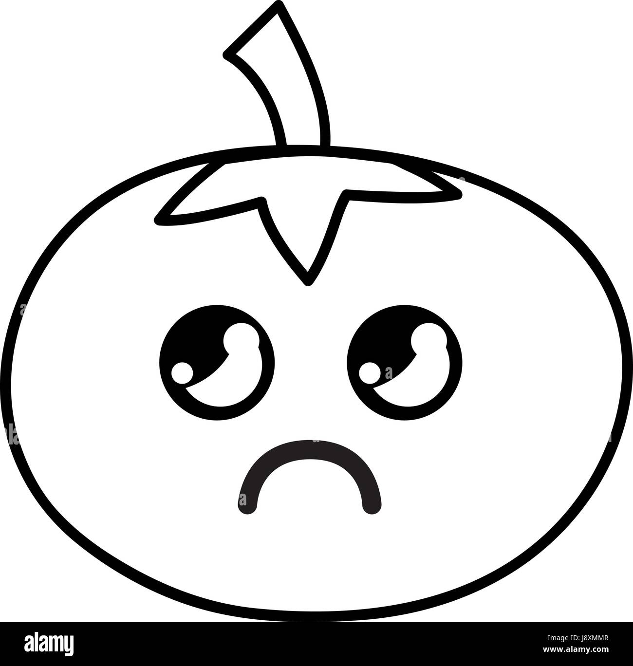 line kawaii cute sad tomato vegetable Stock Vector Image & Art - Alamy