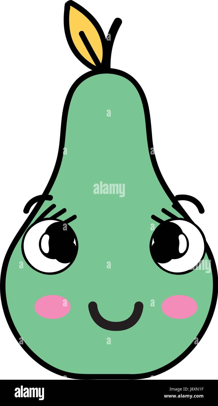 kawaii cute happy pear fruit Stock Vector Image & Art - Alamy