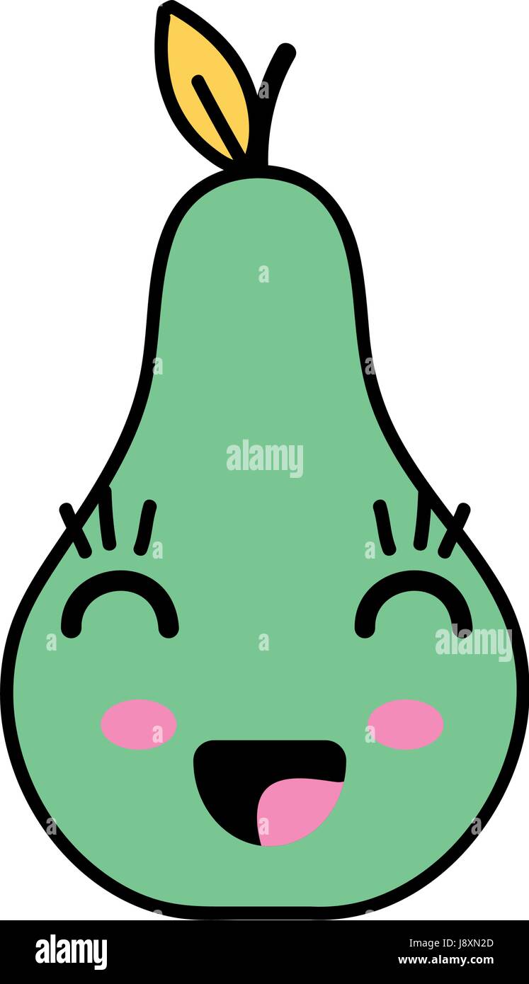 kawaii cute happy pear fruit Stock Vector Image & Art - Alamy