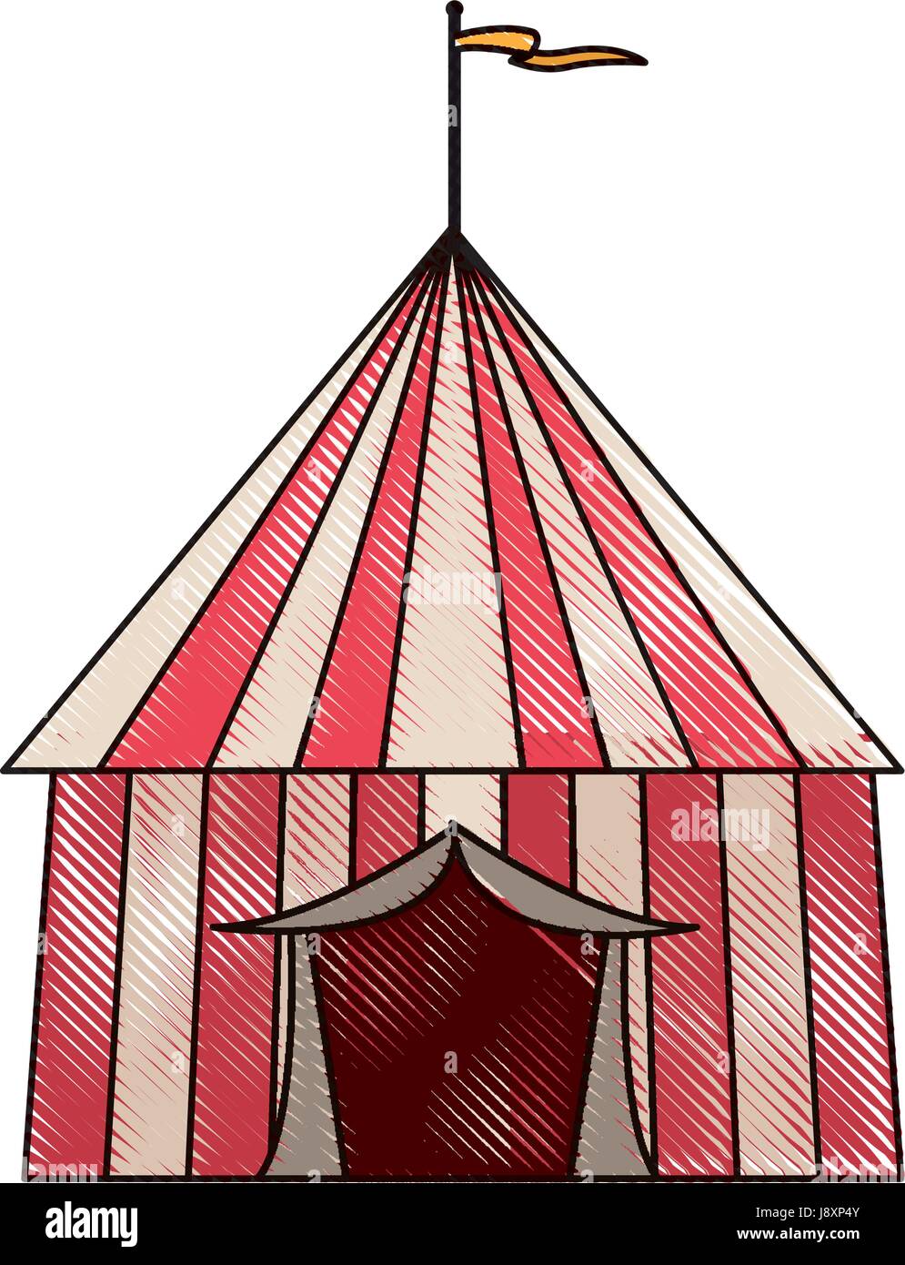 striped strolling circus marquee tent with flag vector illustration ...