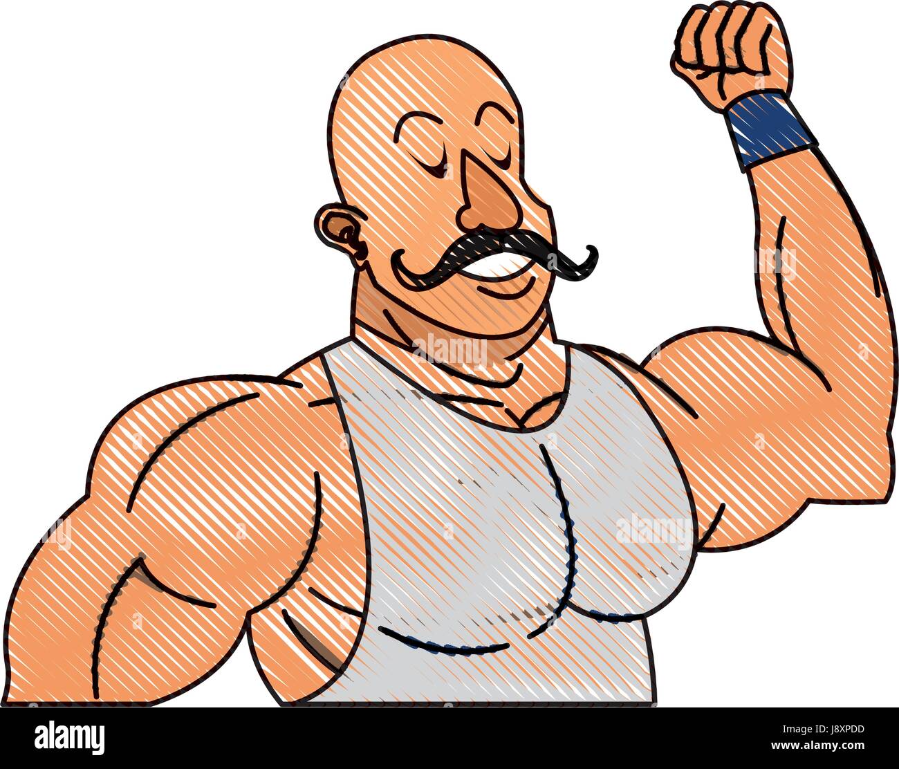 Cartoon Illustration Strong Man Lifting High Resolution Stock ...