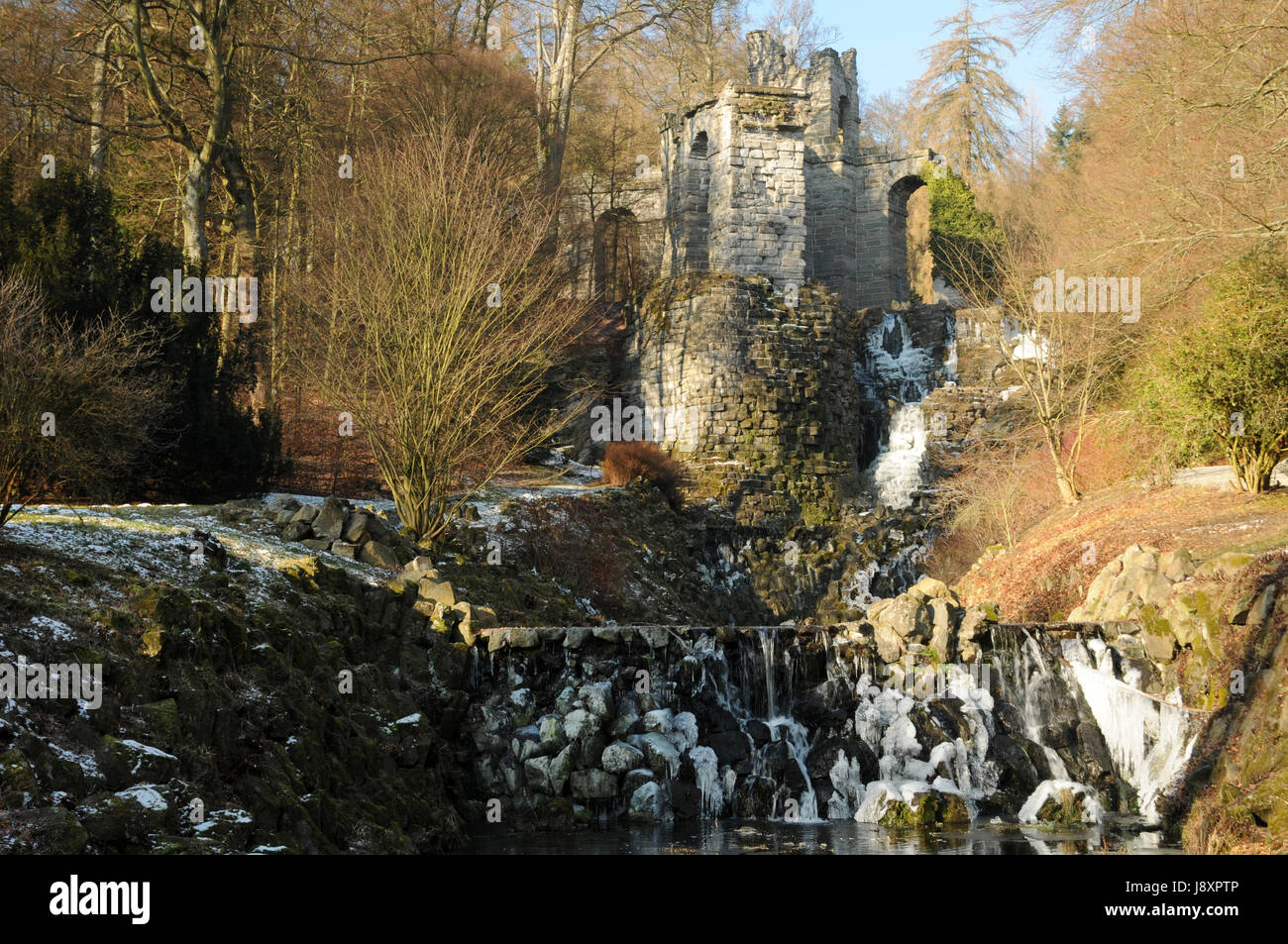 cold, waterfall, frost, freezes, aqueduct, conduit, tree, trees, park ...