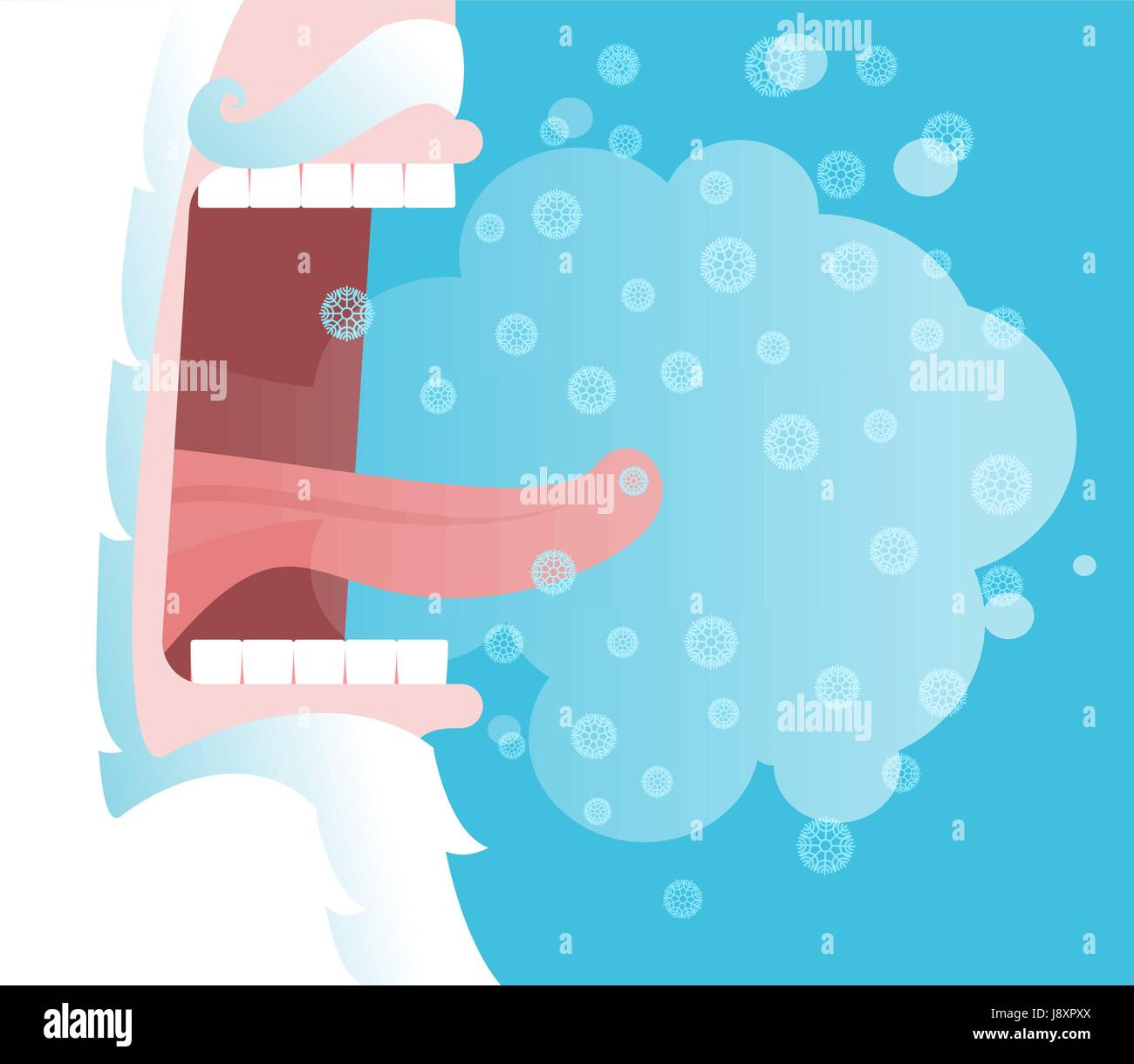 Yells Winter. Santa Claus cry. Snowflakes and steam out of his mouth ...