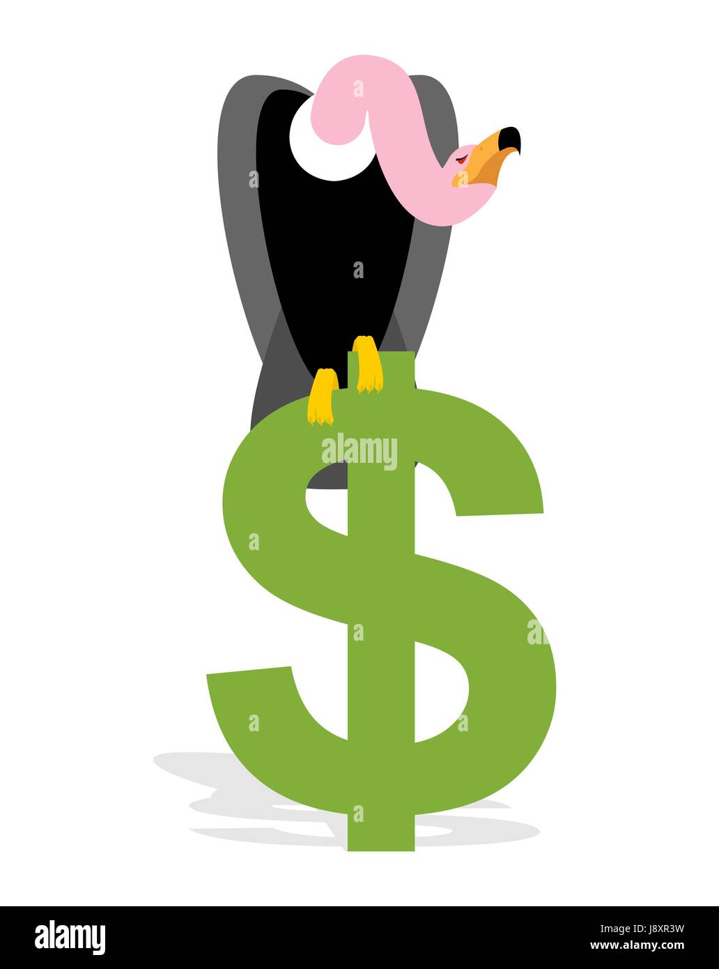 Vulture and Dollar. Condor, Griffon and sign of money. Scavenger birds ...