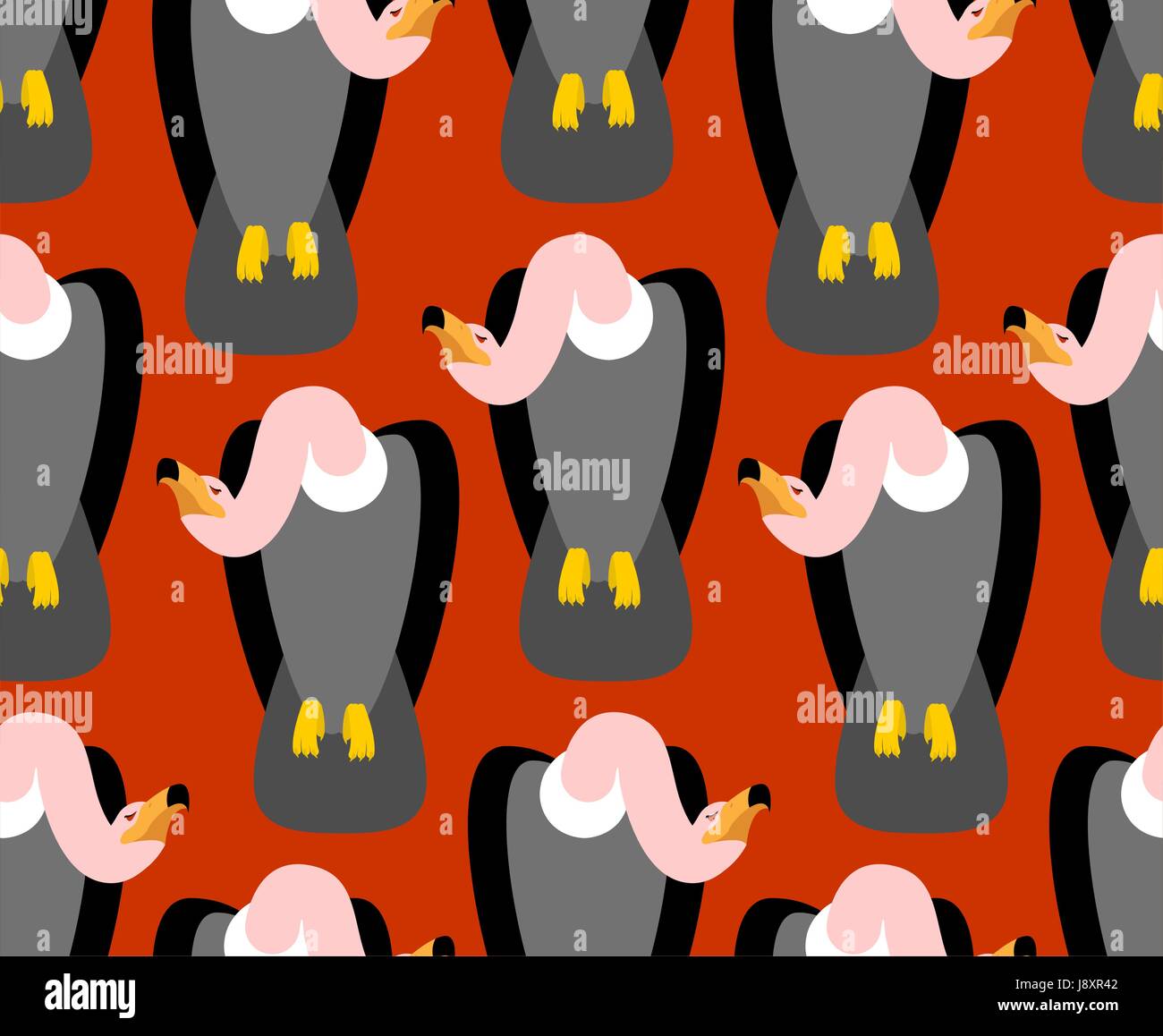 Vulture are birds of prey scavenger seamless pattern. Griffon texture ...