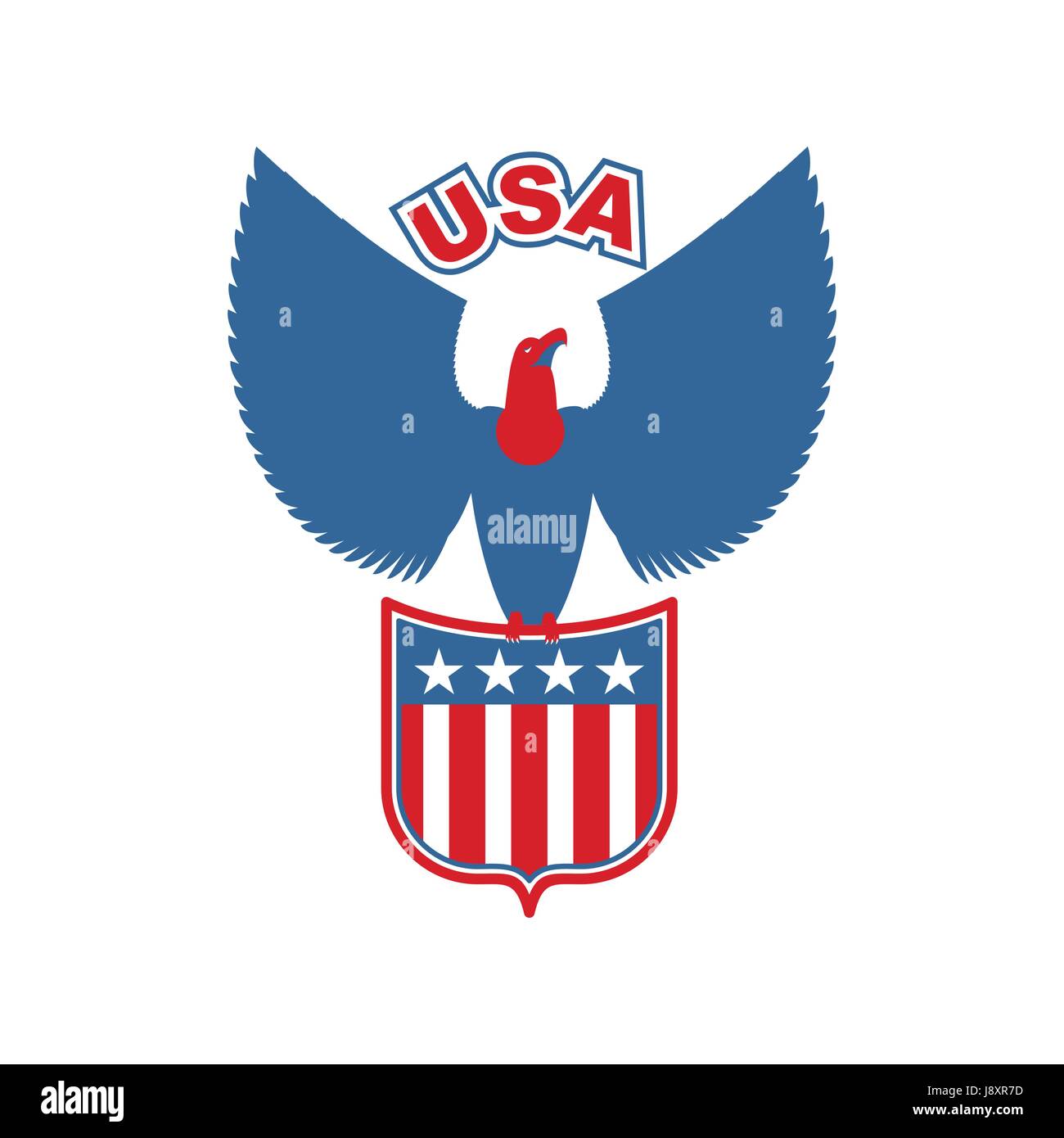 USA eagle Shield. Birds of prey in colors of American flag. Falcon sits ...