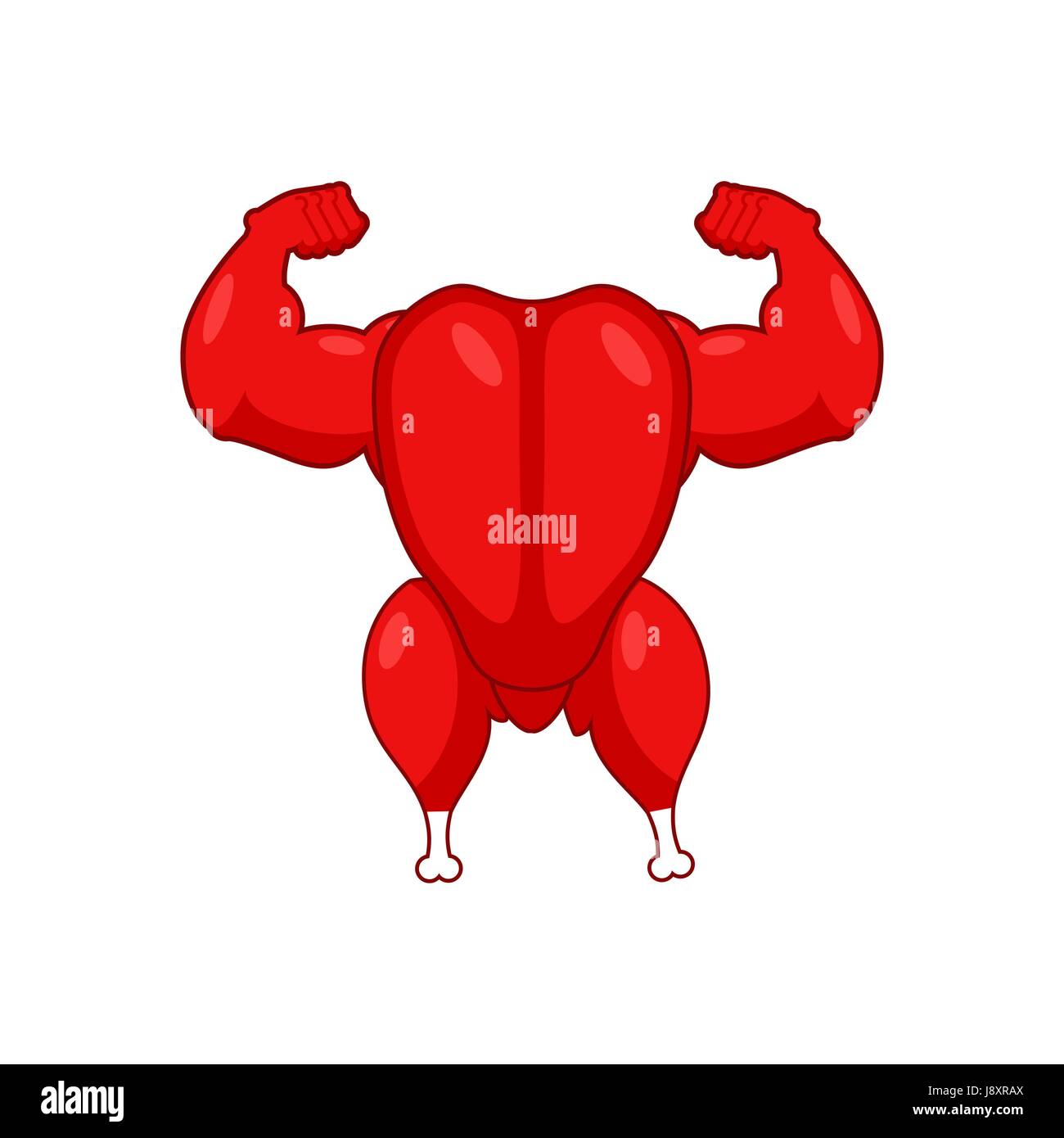 Red rooster strong. Red cock Symbol of new year. Powerful baked turkey ...