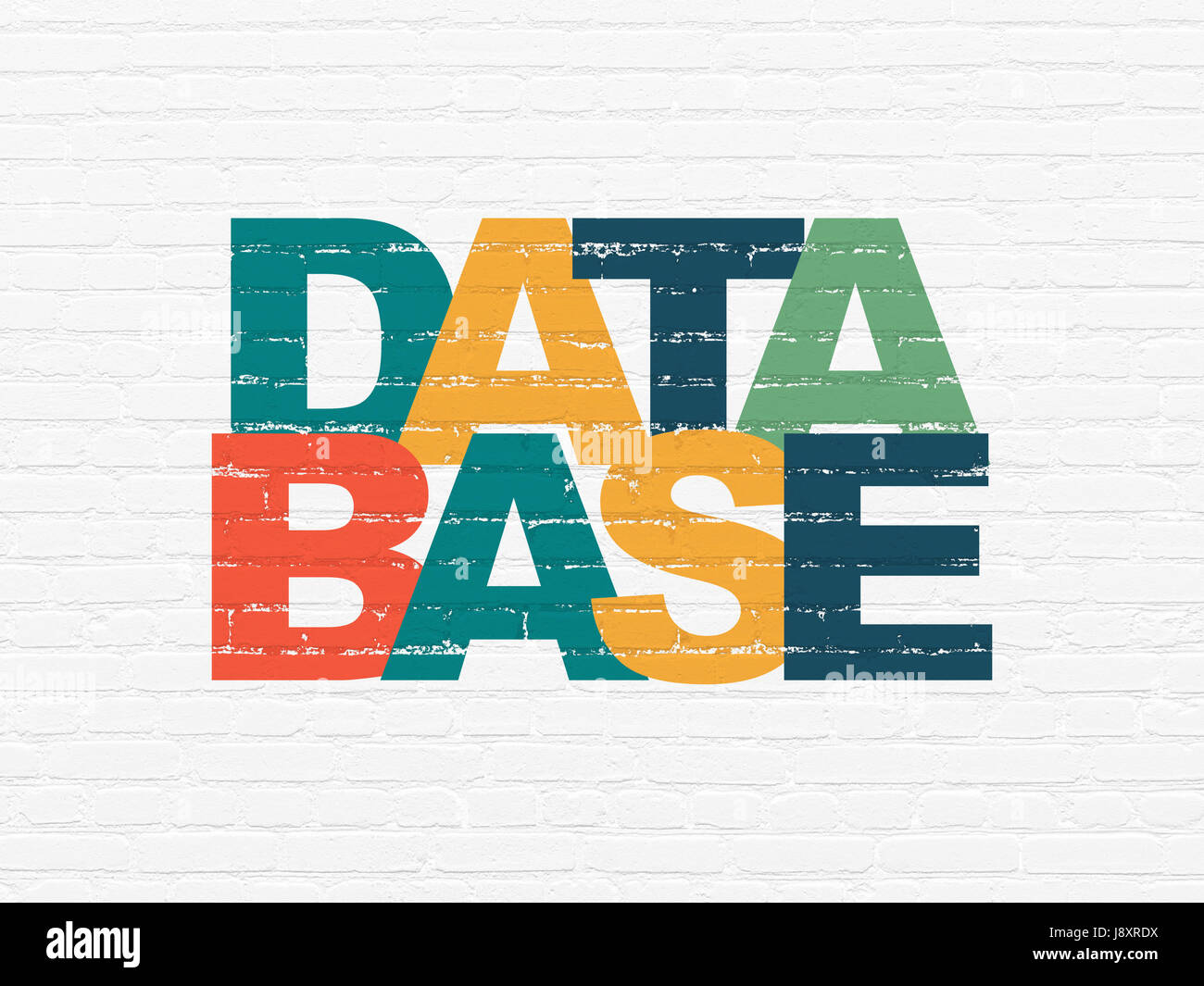 Programming concept: Database on wall background Stock Photo - Alamy