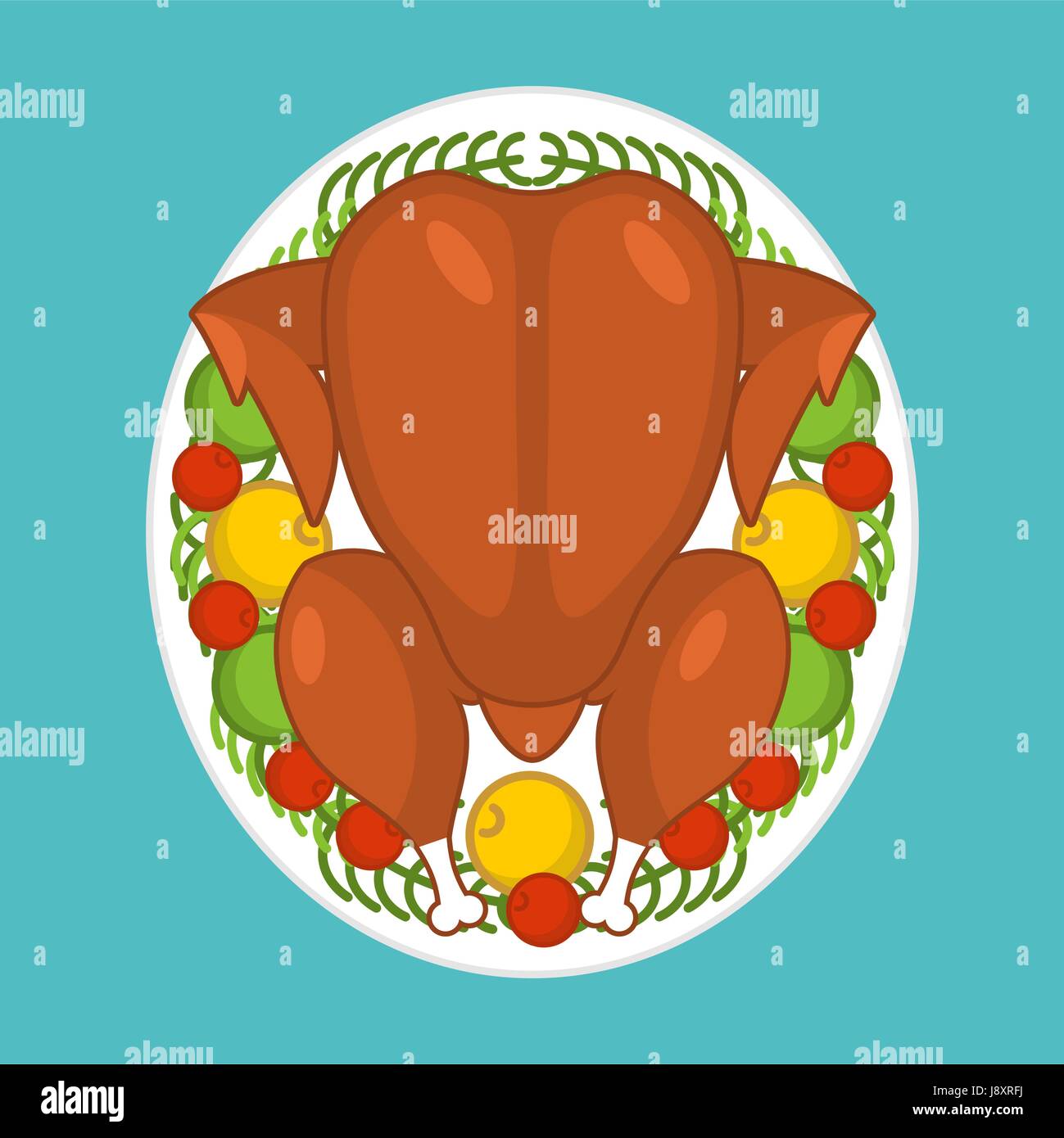 Roasted whole chicken top view Stock Vector Images - Alamy