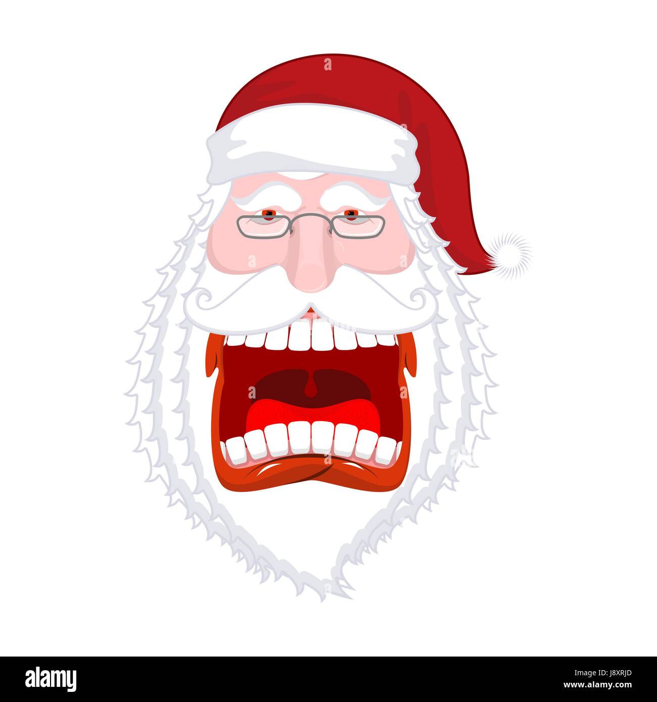 Crazy Santa Shout. Scary grandfather yelling. Open mouth and teeth ...