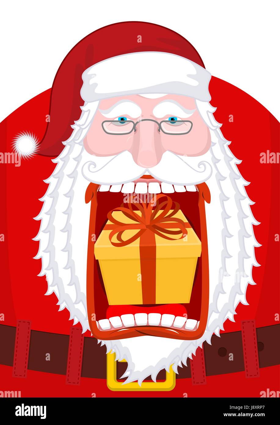 Santa Claus burping gift. Open mouth Box burp. Crazy Christmas ...
