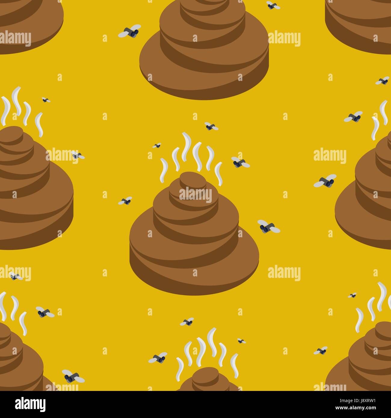 Shit isometric seamless pattern. Turd and fly texture. Stools ornament ...