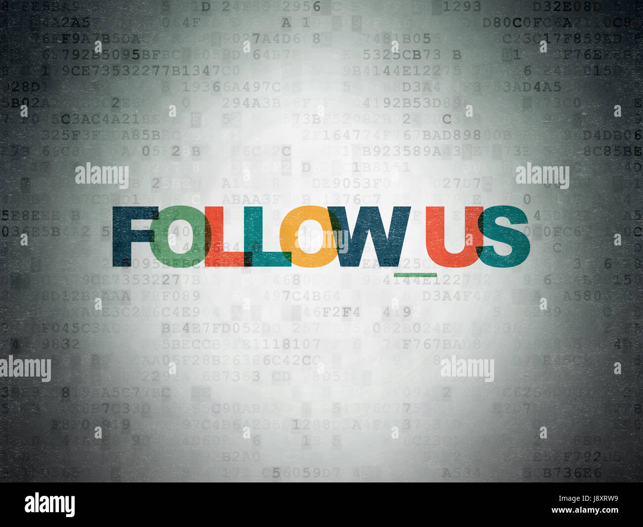 Social network concept: Follow us on Digital Data Paper background ...