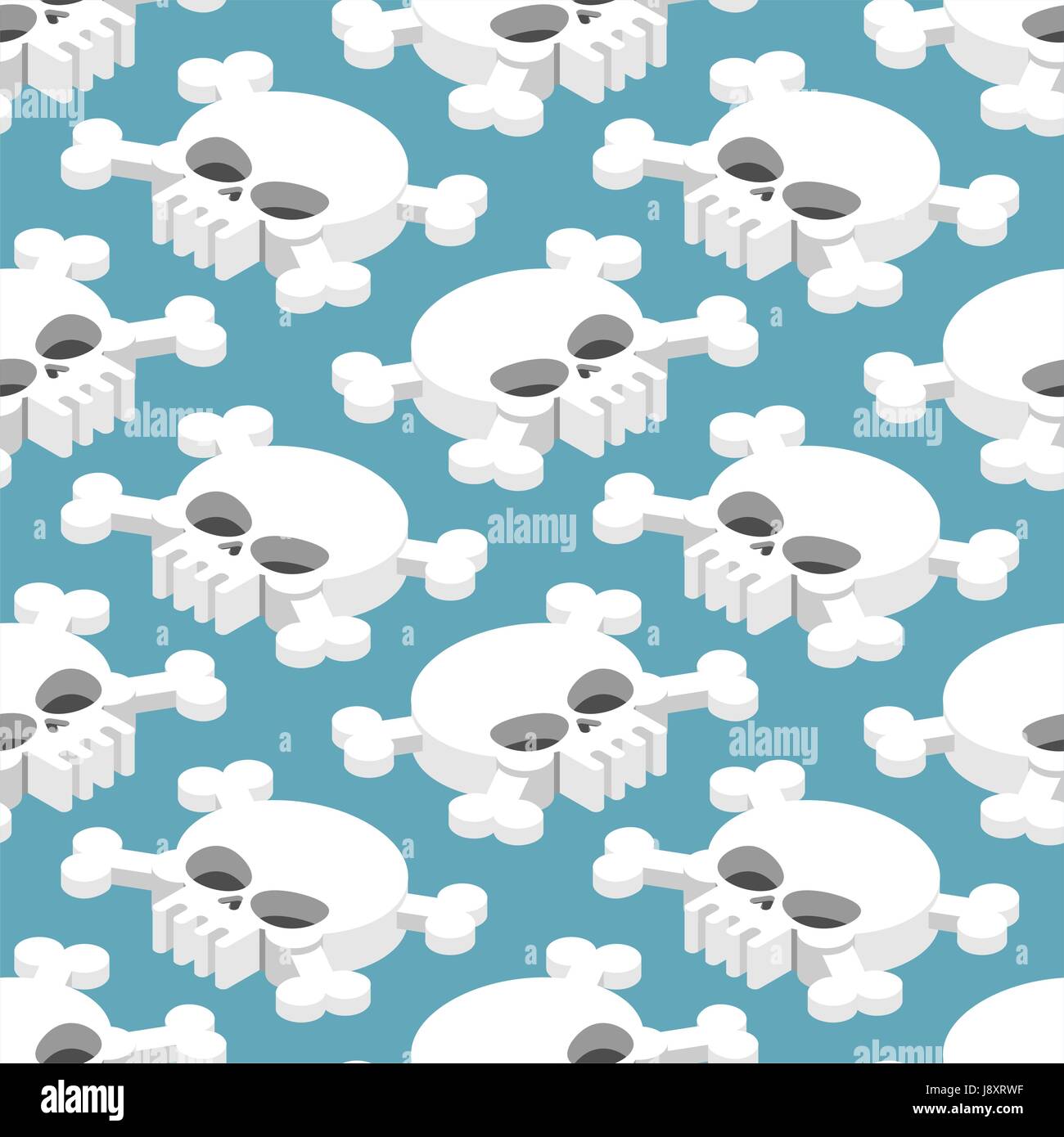 Isometric Skull seamless pattern. Head skeletal pattern. Crossbones ...