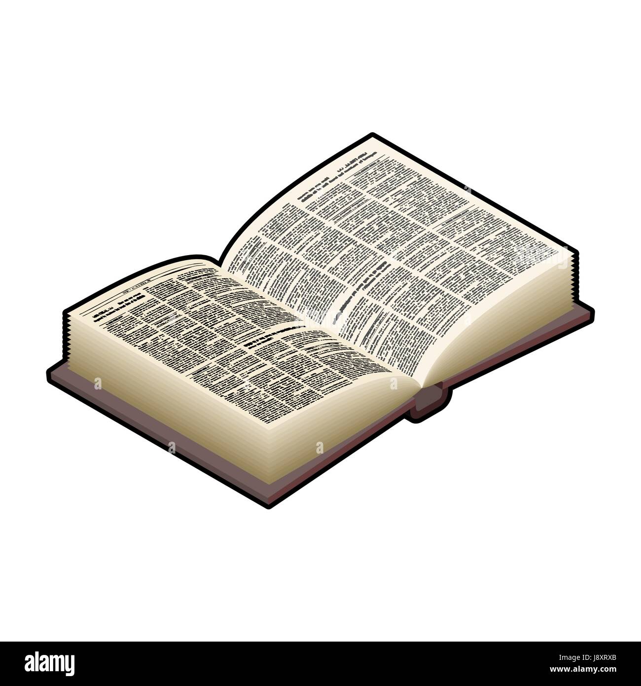 Open Book isometric isolated. Ancient text. old edition in Hard Cover ...