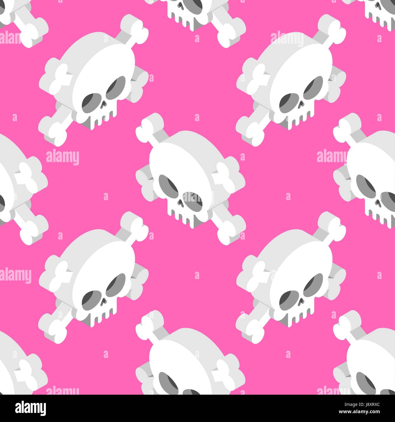 Isometric Skull seamless pattern. Head skeletal pattern. Crossbones ...