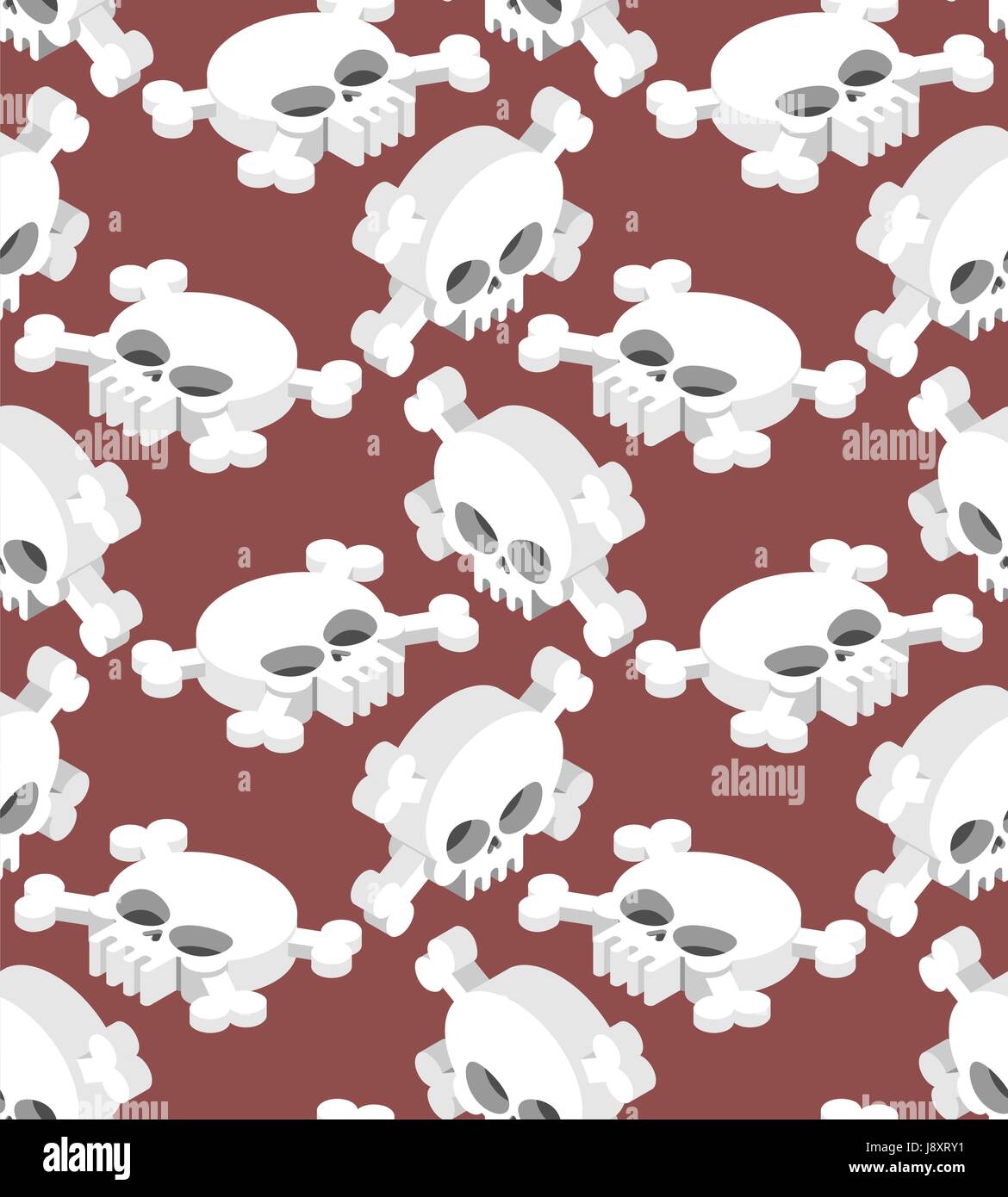 Isometric Skull seamless pattern. Head skeletal pattern. Crossbones ...