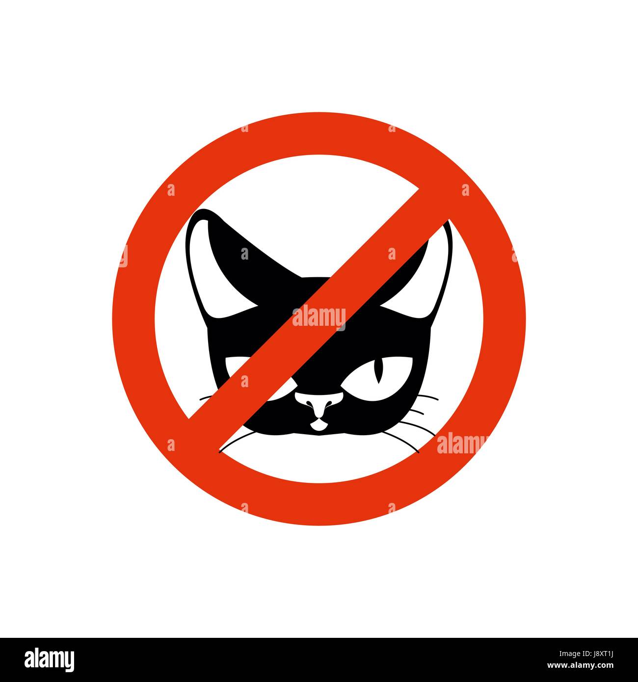 Stop cat. Pet forbidden. Frozen silhouette cat head. Emblem against ...
