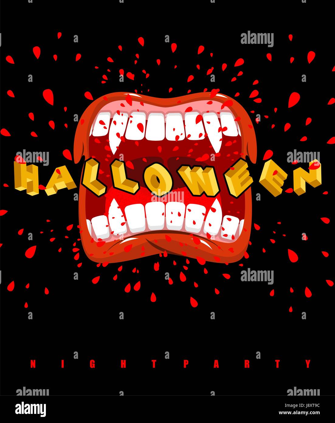 Halloween vampire screaming. ghoul mouth with sharp teeth. Poster for ...