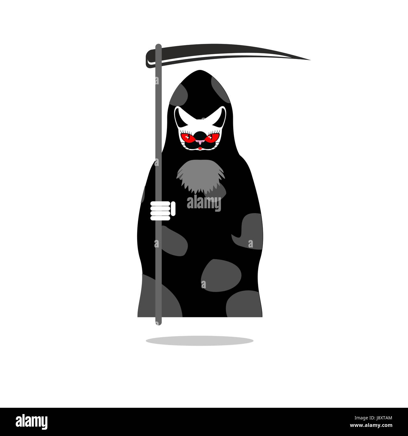 Death of cat. Grim Reaper with an individual pet. Puss in balahone and ...