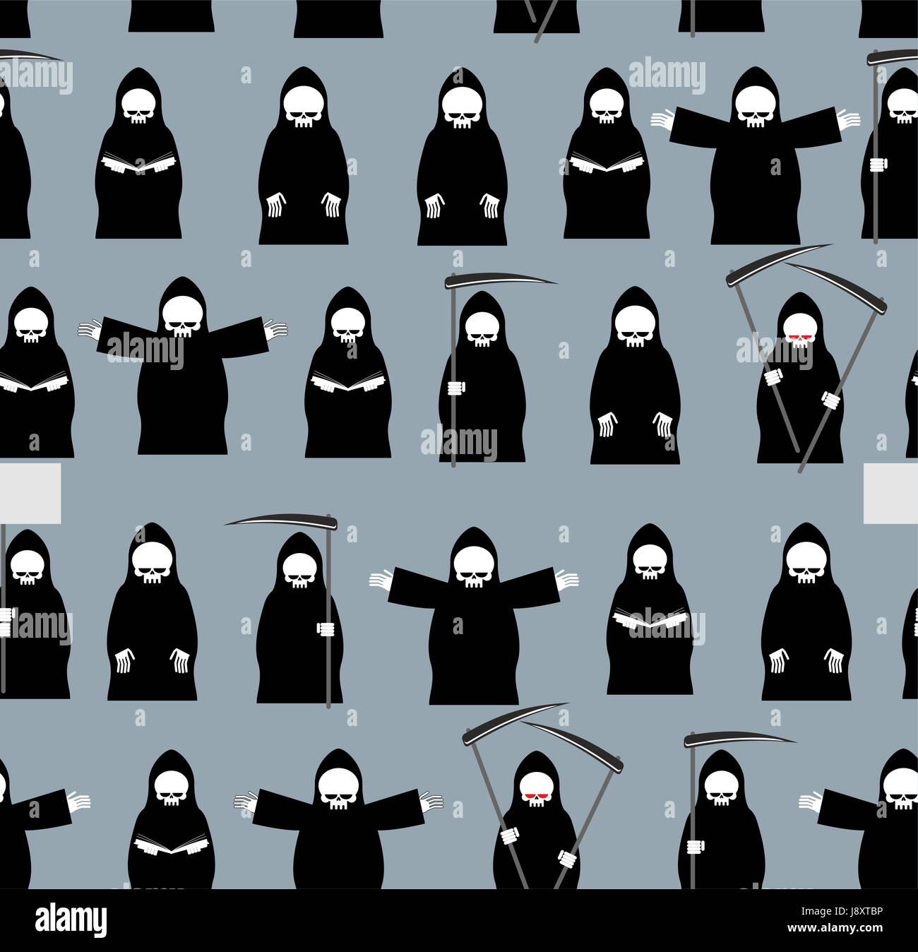 Grim Reaper in black clothes seamless pattern. Background of Many ...