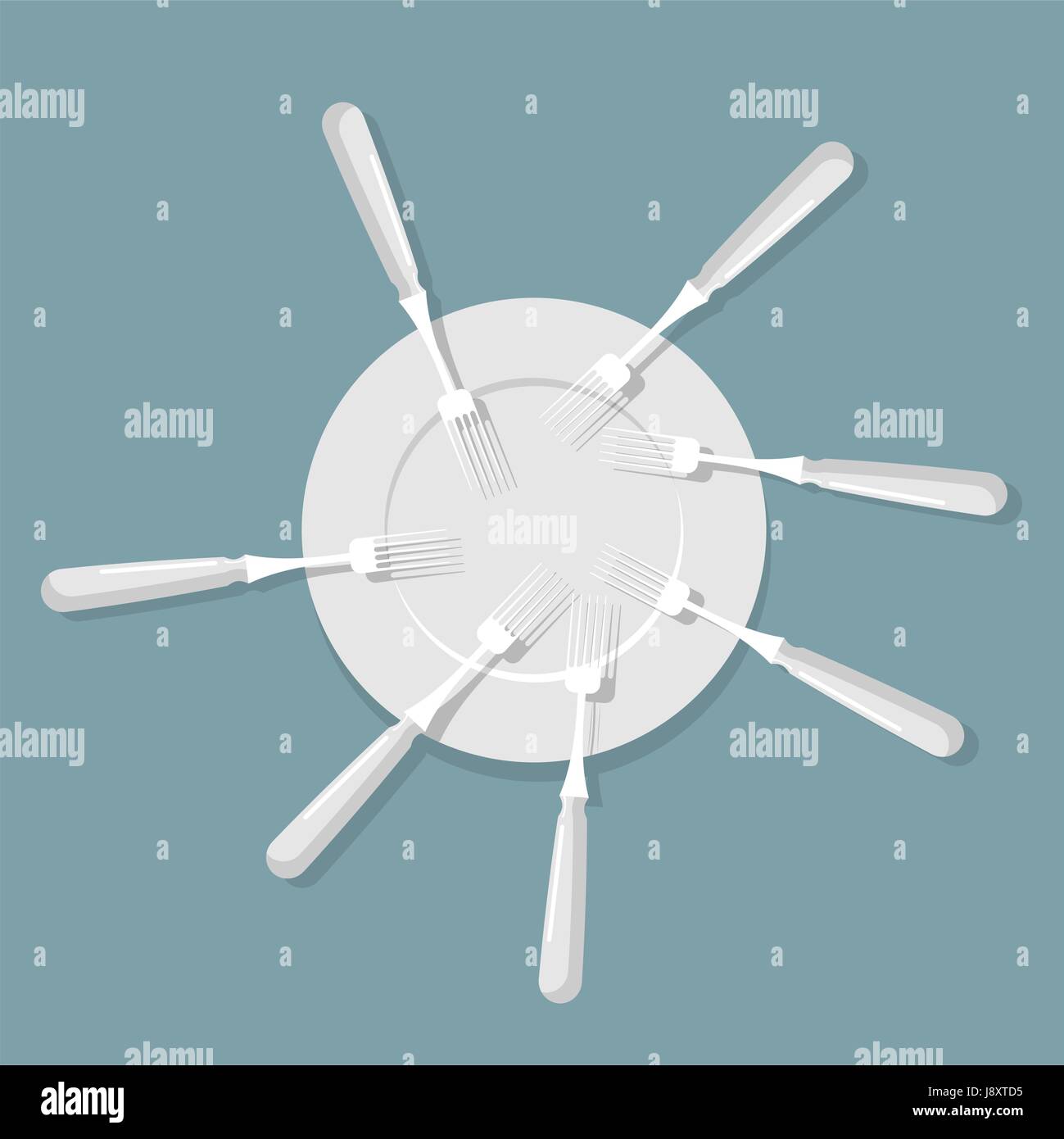 Fork and white cup in top view Stock Vector Images - Alamy