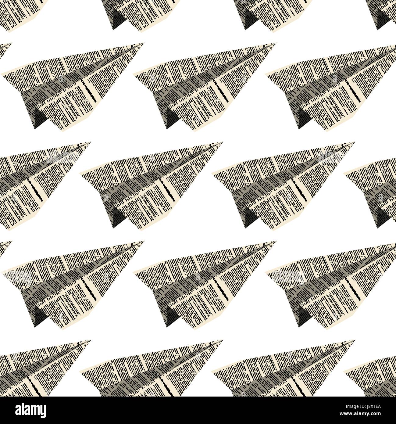 Paper plane from old newspapers seamless patetrn. Vector background of ...
