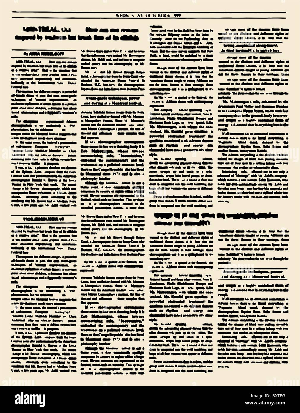 Old newspaper. Vintage magazine page. Vector illustration. Yellow retro ...