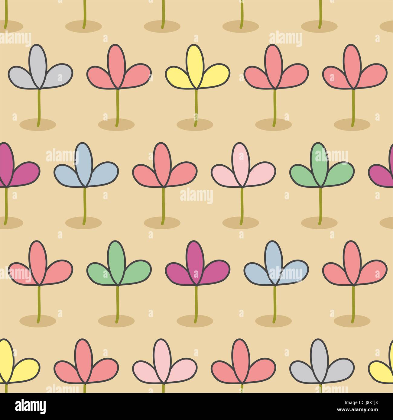 Flowers on a bed. Garden Seamless floral pattern. Color sprouts on ...