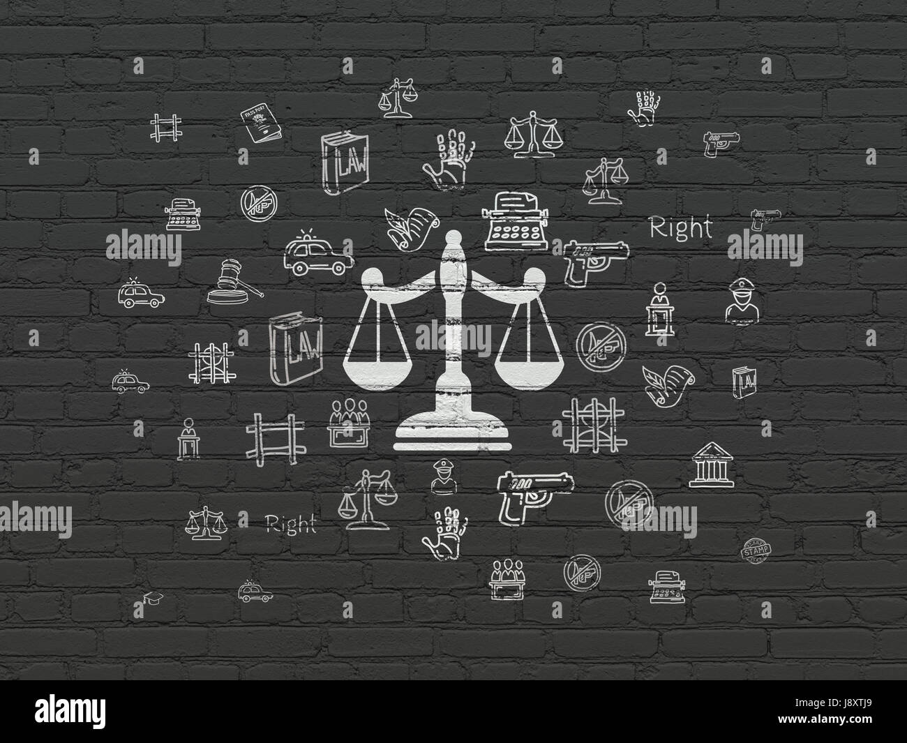 Law concept: Scales on wall background Stock Photo - Alamy