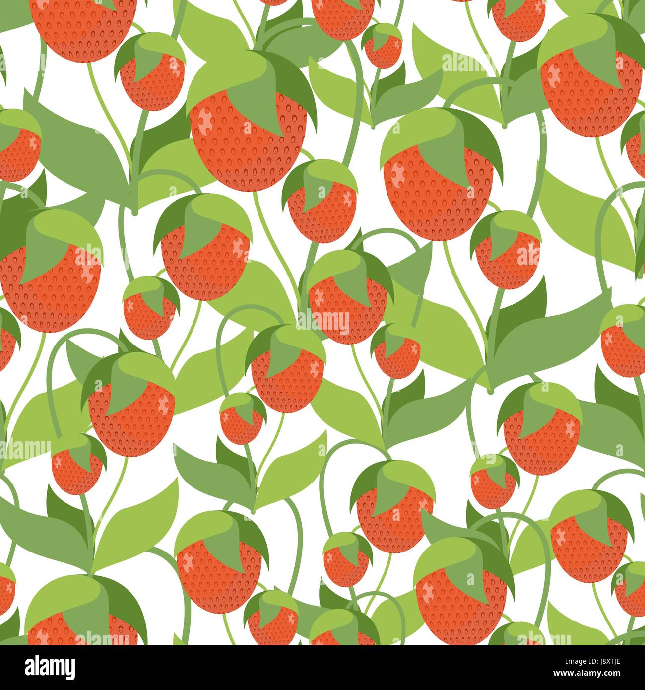 Fruity Strawberry texture. Vector seamless pattern of red berries ...