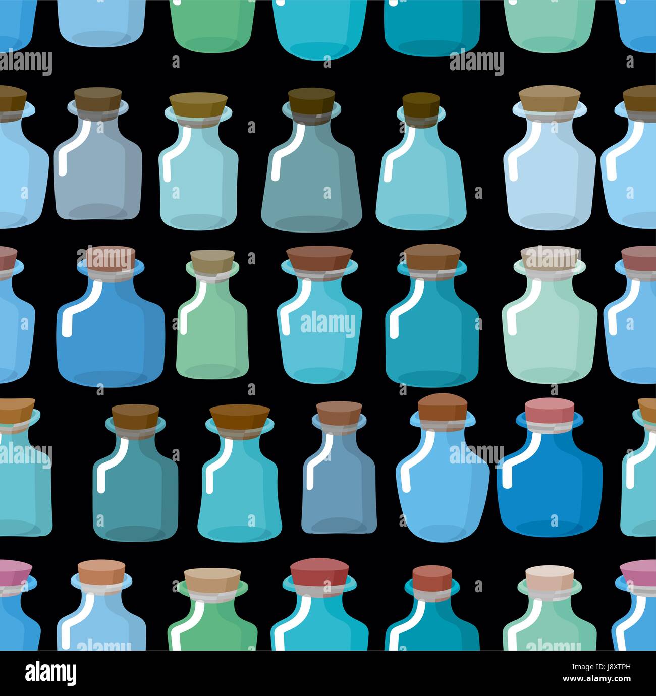Research laboratory bottles seamless pattern. Vector background of ...