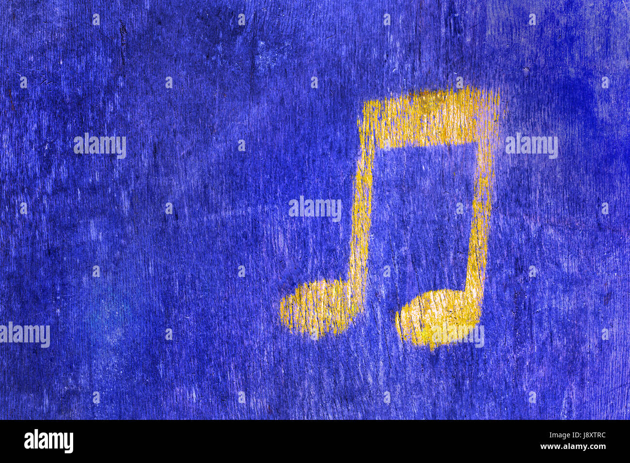blue wood texture background with a musical yellow sign Stock Photo - Alamy