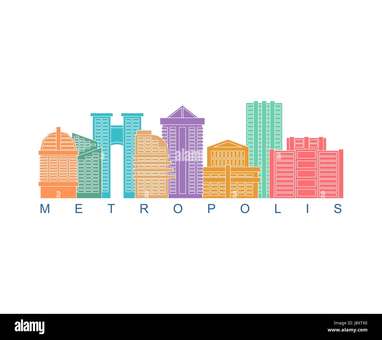 Metropolis building color logo. Skyscrapers emblem for business real ...