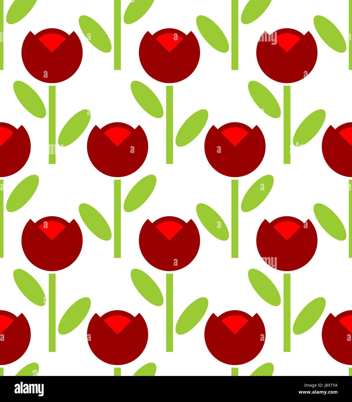 Red Tulip seamless pattern. Vector flower background. Retro fabric ...