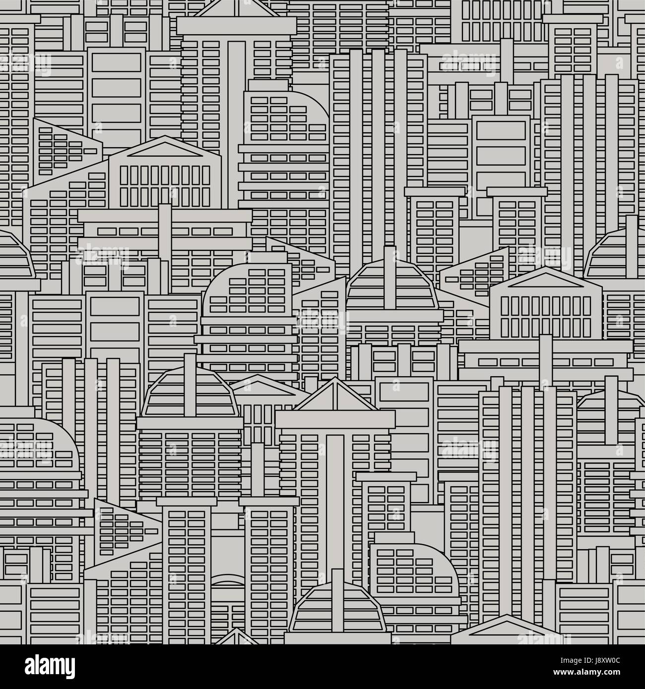 City seamless pattern. Vector background of buildings and skyscrapers ...