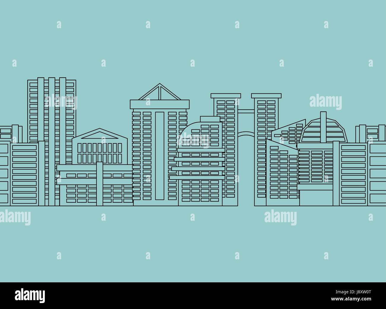 Seamless horizontal ornament City skyscrapers, buildings. Vector modern ...