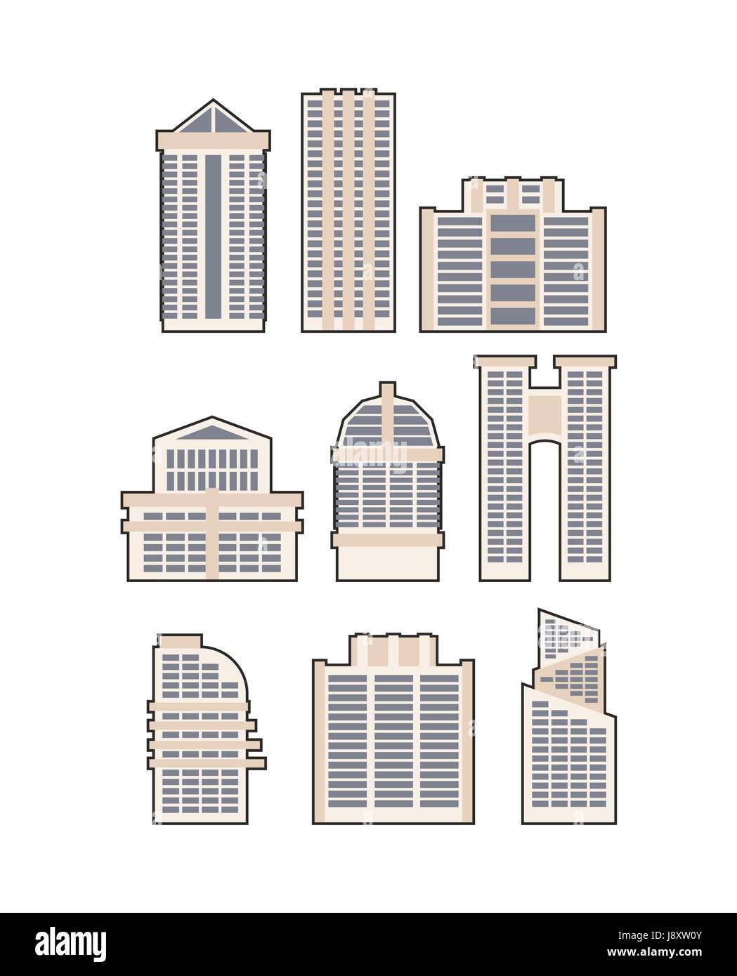Set skyscrapers and buildings. Vector icon. Urban House Stock Vector ...