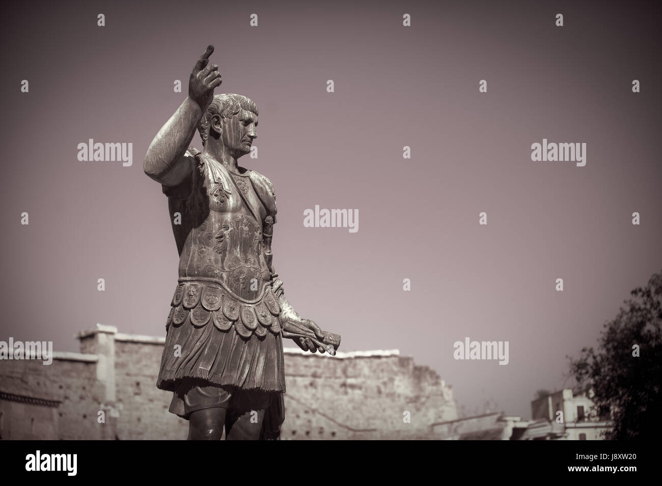 Bronze statue of Roman emperor Trajan (Traiano),fori imperiali in Rome ...