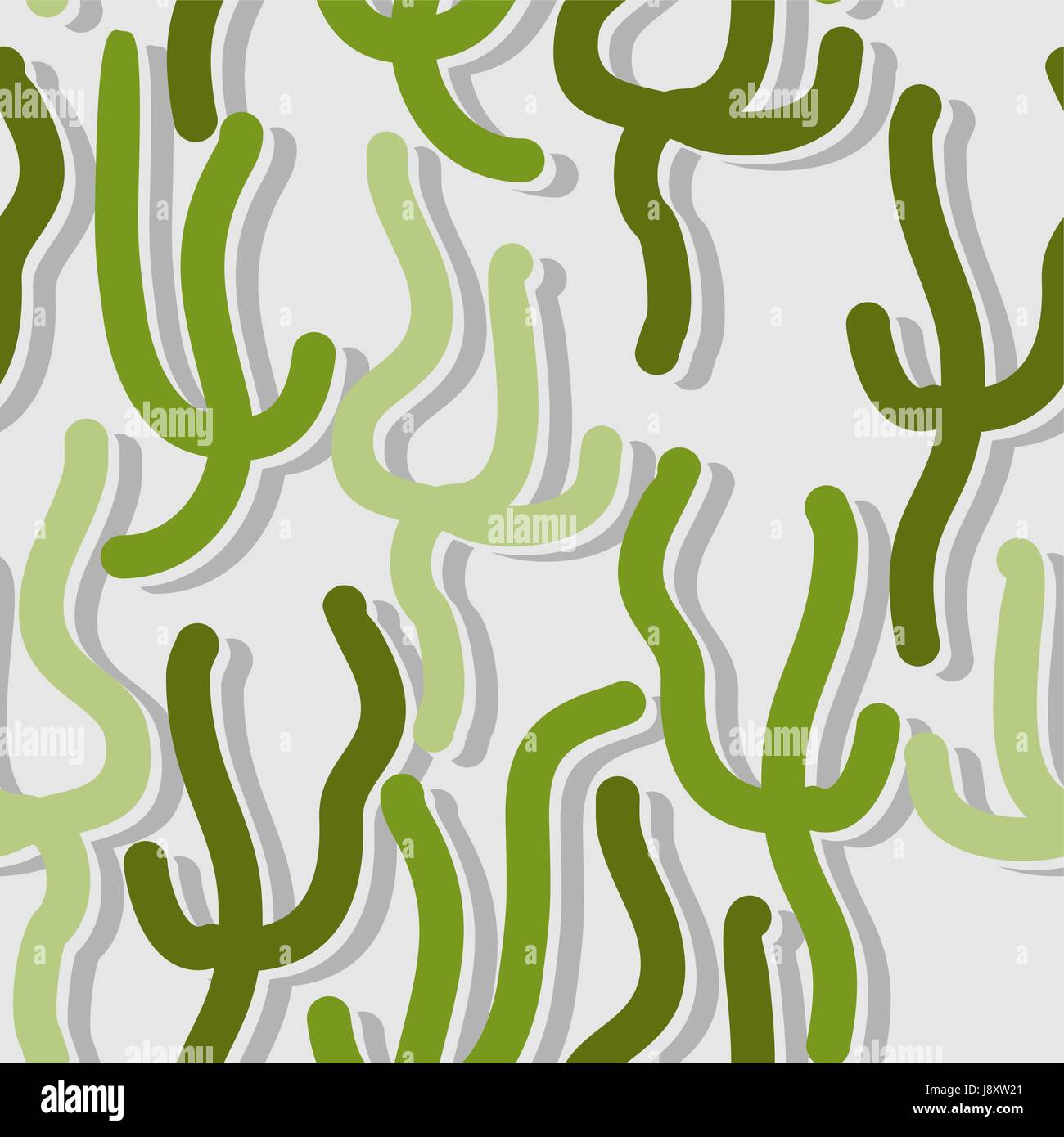 Green algae seamless pattern. Vector background of underwater plants ...