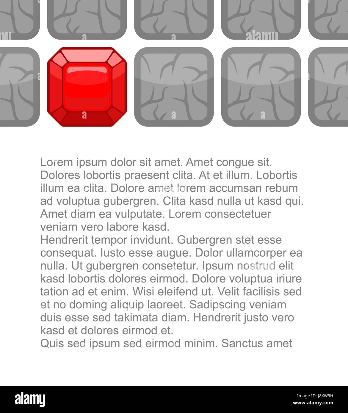 Diamonds among gray stones. Ruby in soil. Background for presentations ...