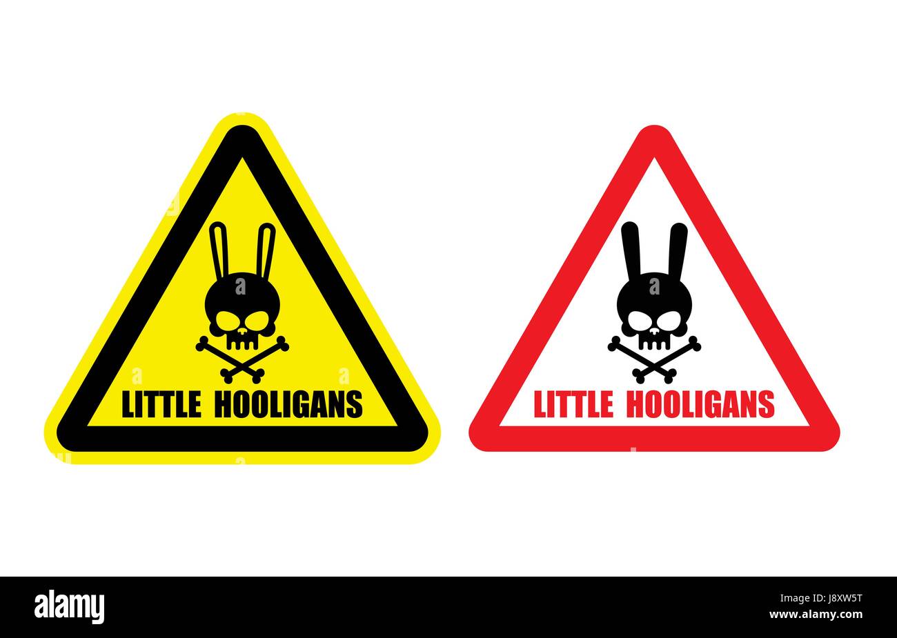 Warning, danger sign. Gently little hooligans. Vector illustration ...