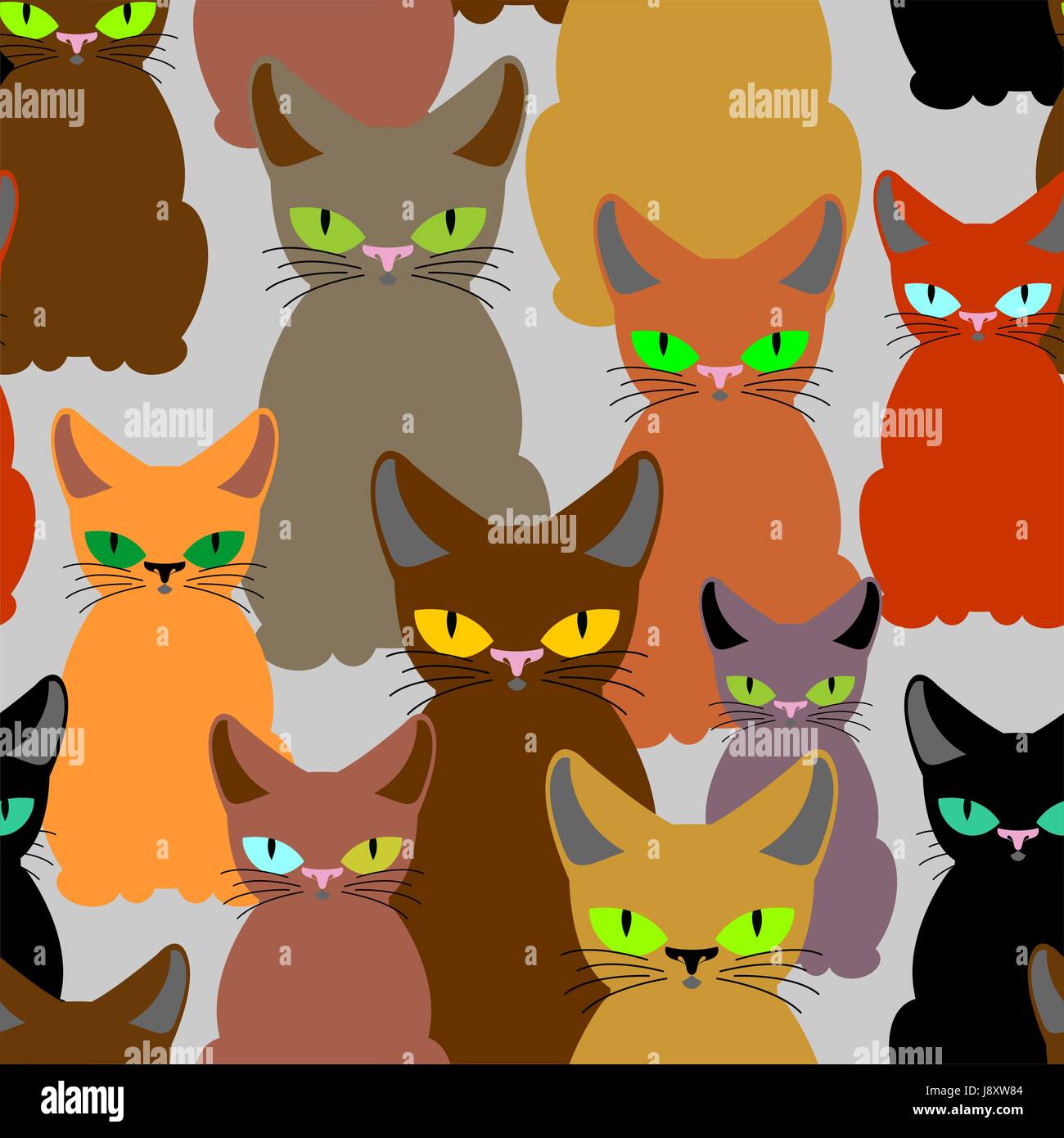 Cats seamless pattern. Vector background of pet. Retro fabric Texture ...