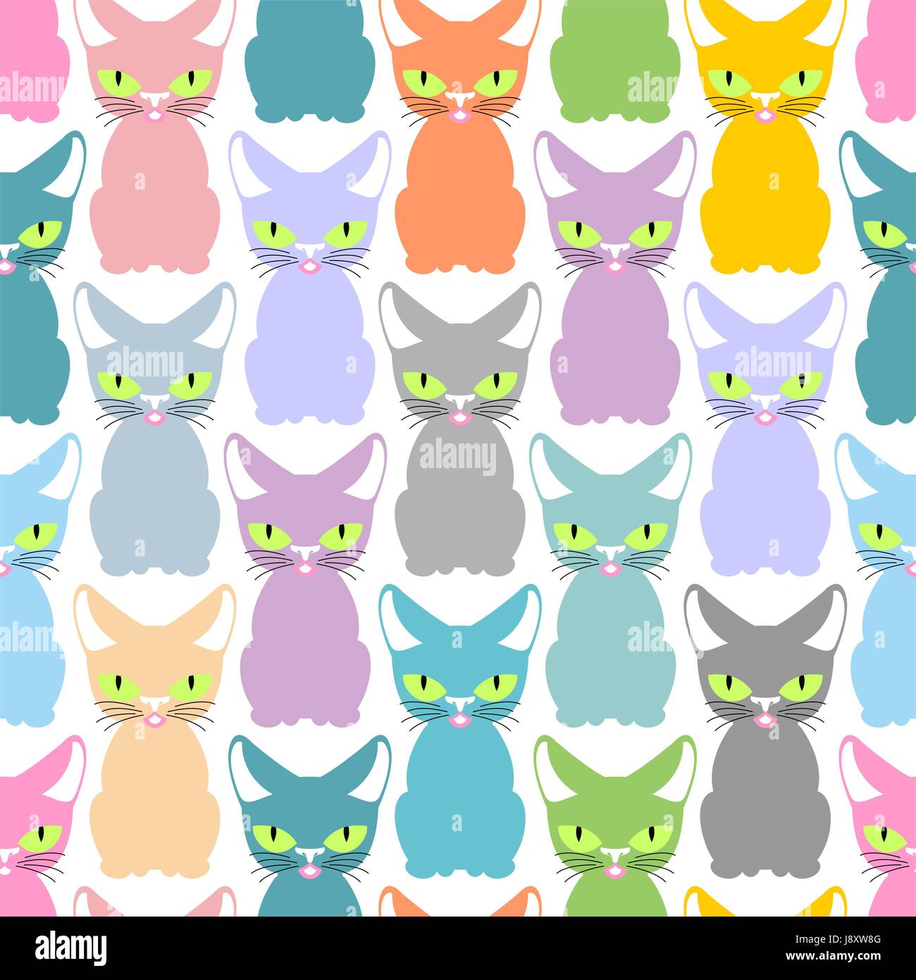 Color cat seamless texture. Pattern of cute cats. Pet background for ...