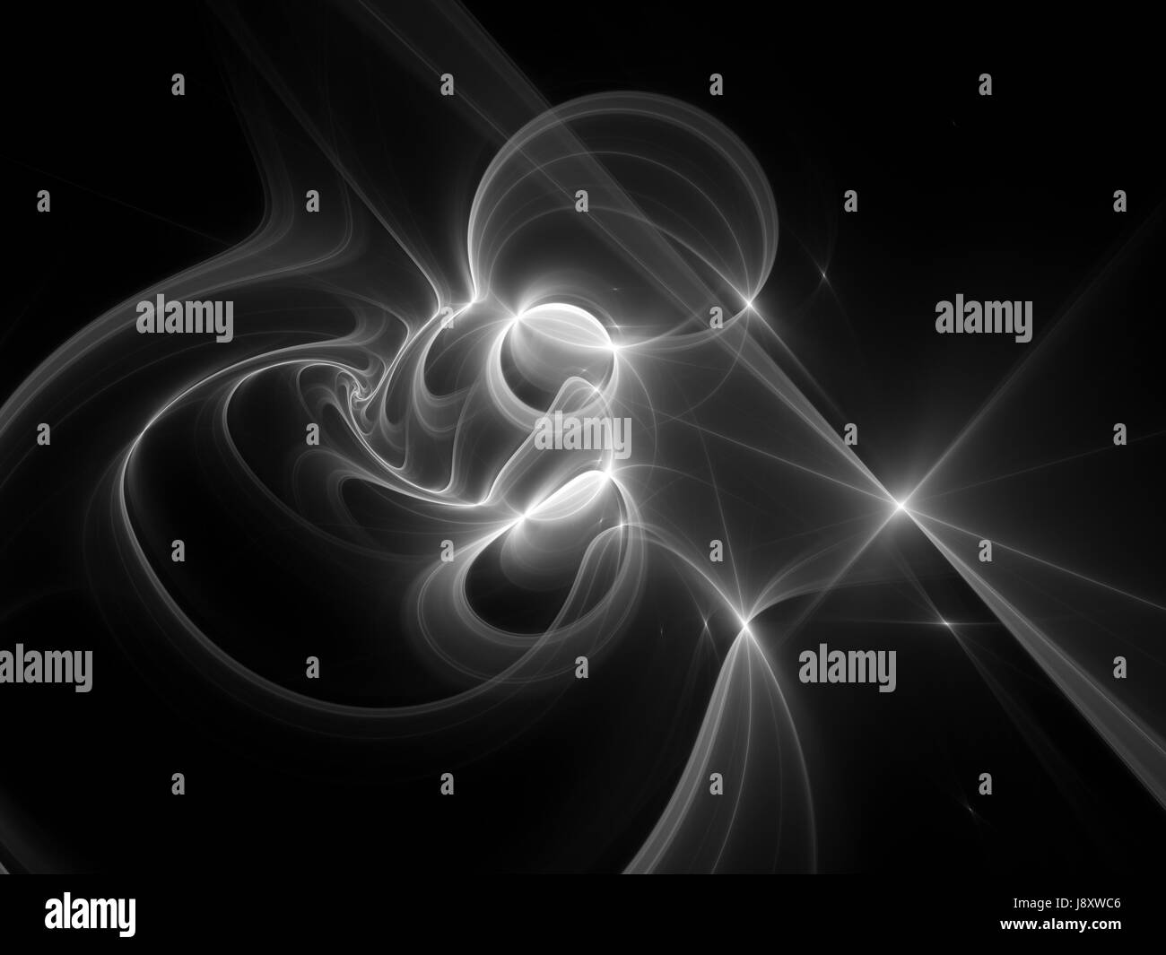 Abstract banner flowing particles Black and White Stock Photos & Images ...